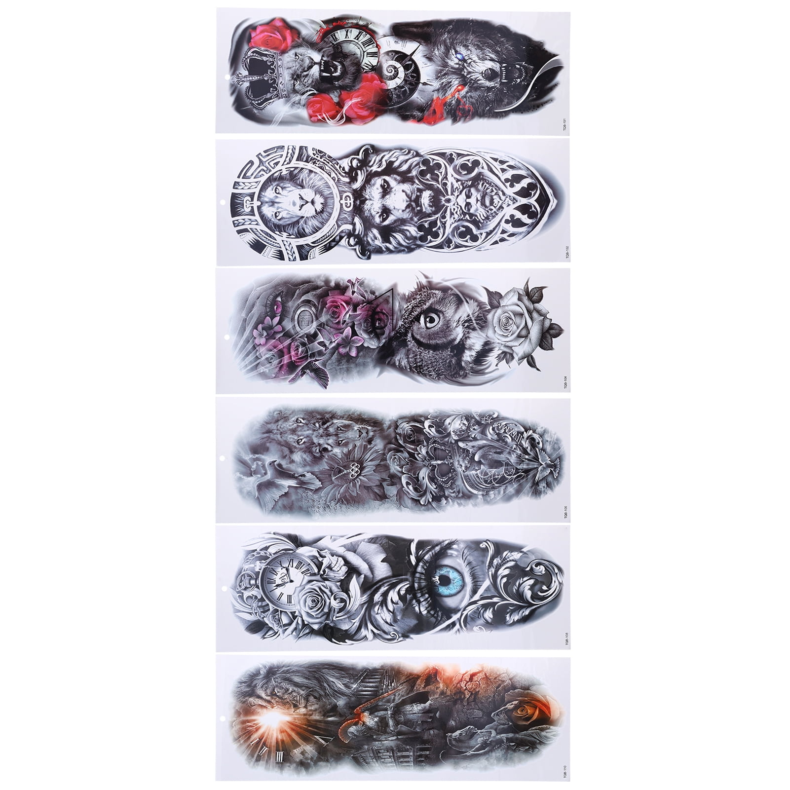DEWIN 6 Sheets Full Sleeve Temporary Tattoos Stickers Extra Large Full ...
