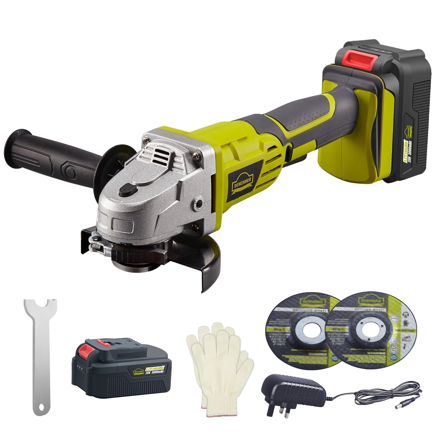 DEWINNER Cordless Angle Grinder, 8500 RPM Electric Grinder Power Tools ...