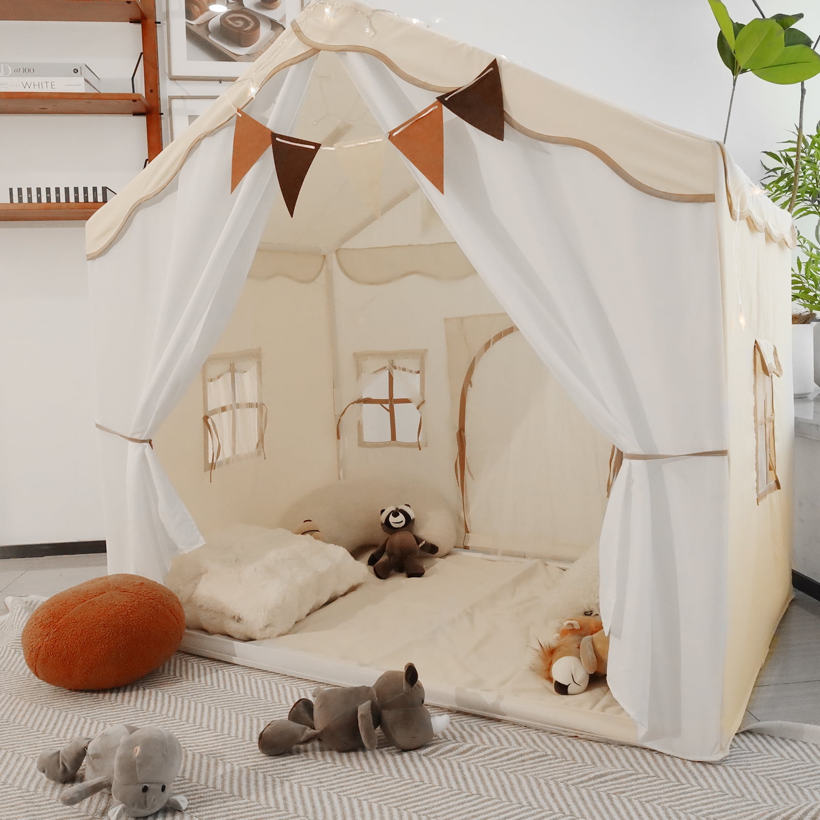 DEWINNER Large Kids Play Tent With Lights And Padded Mat, Princess ...