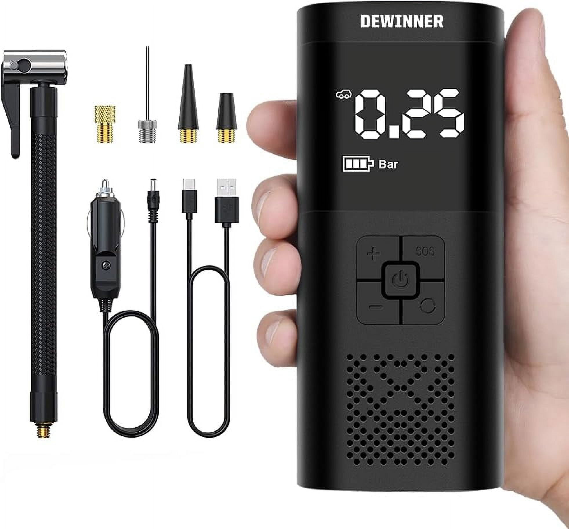 DEWINNER Portable Tire Inflator with 150 PSI, 6000mAh Battery, LCD ...
