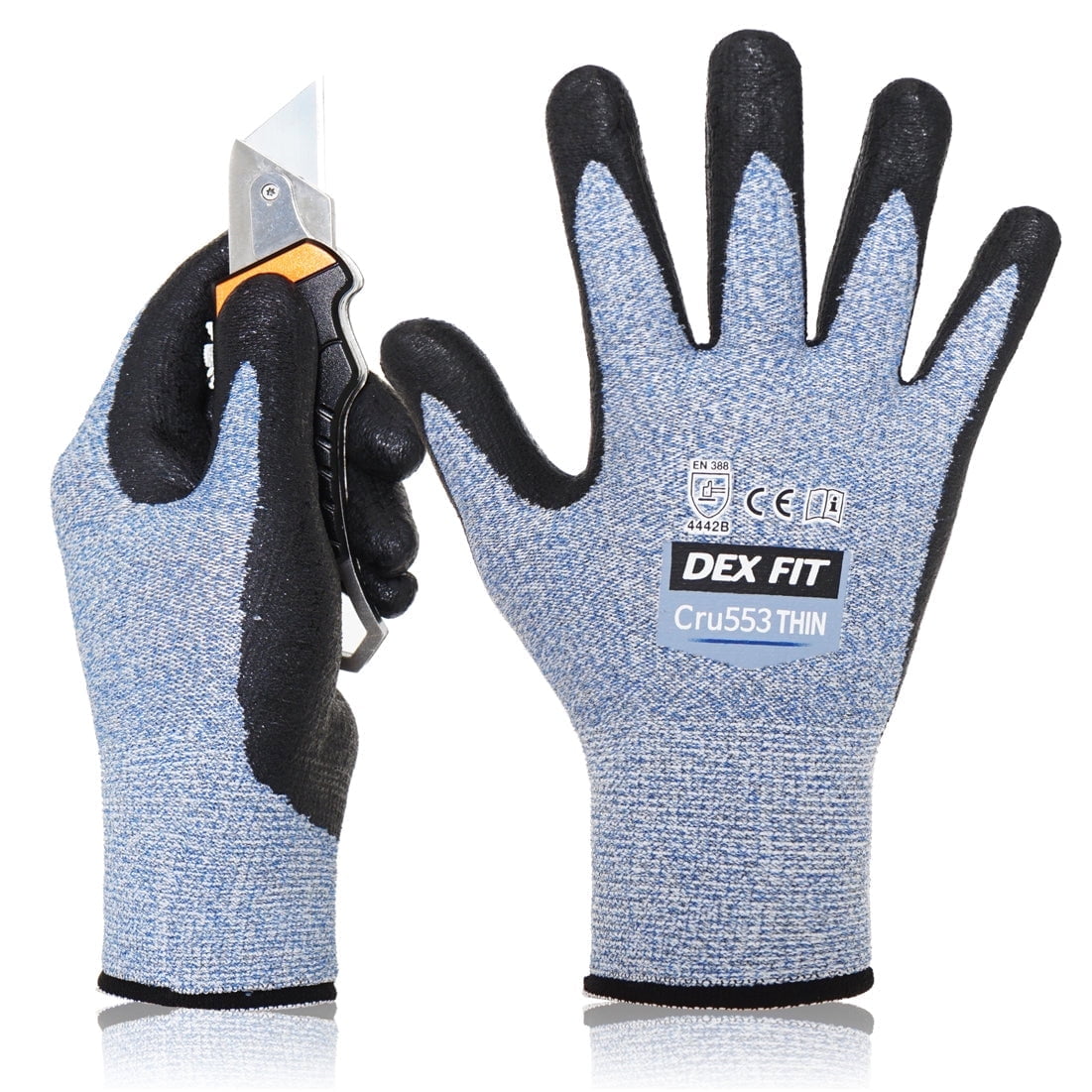 DEX FIT CRU553 Thin Blue Level 5 Cut Resistant Gloves (Firm Grip ...