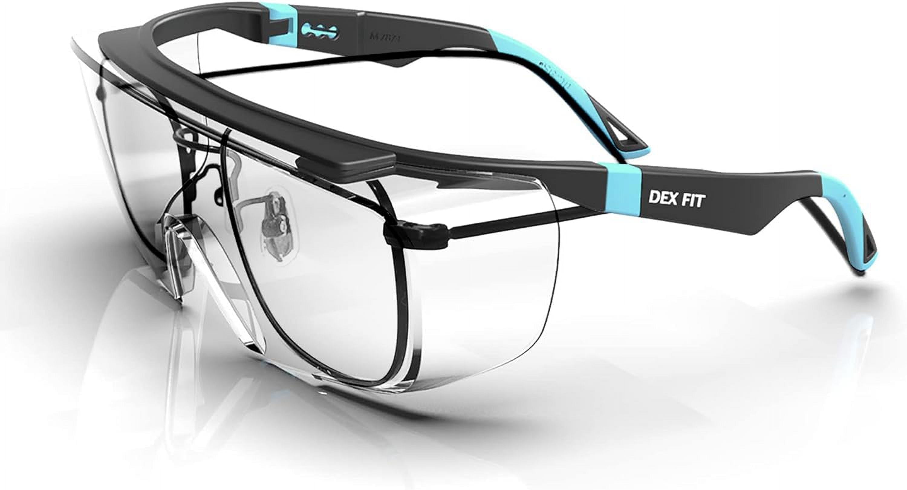 DEX FIT SG210 OTG Blue Safety Over Glasses, Clear Polycarbonate Lens ...