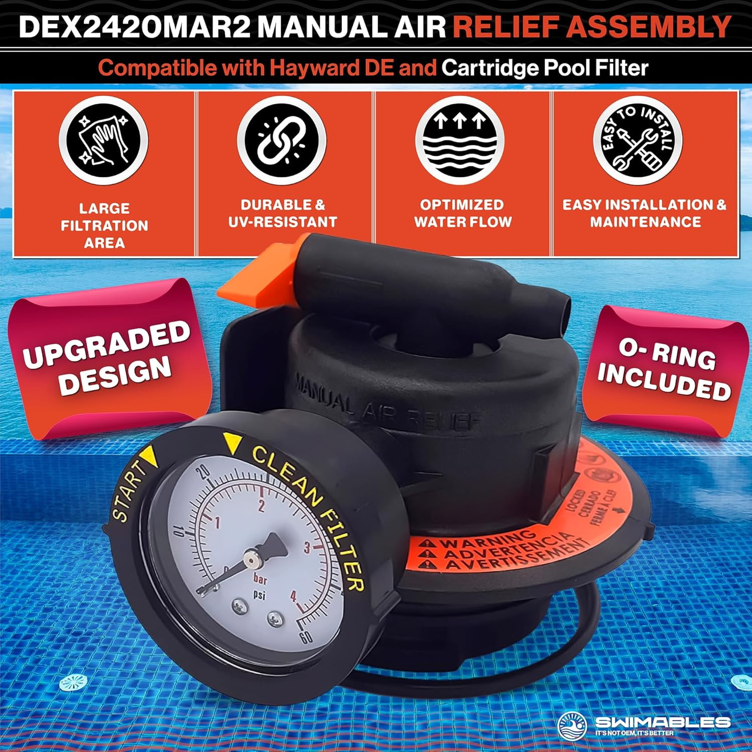 DEX2420MAR2 Manual Air Relief Assembly - Compatible with Hayward DE and ...