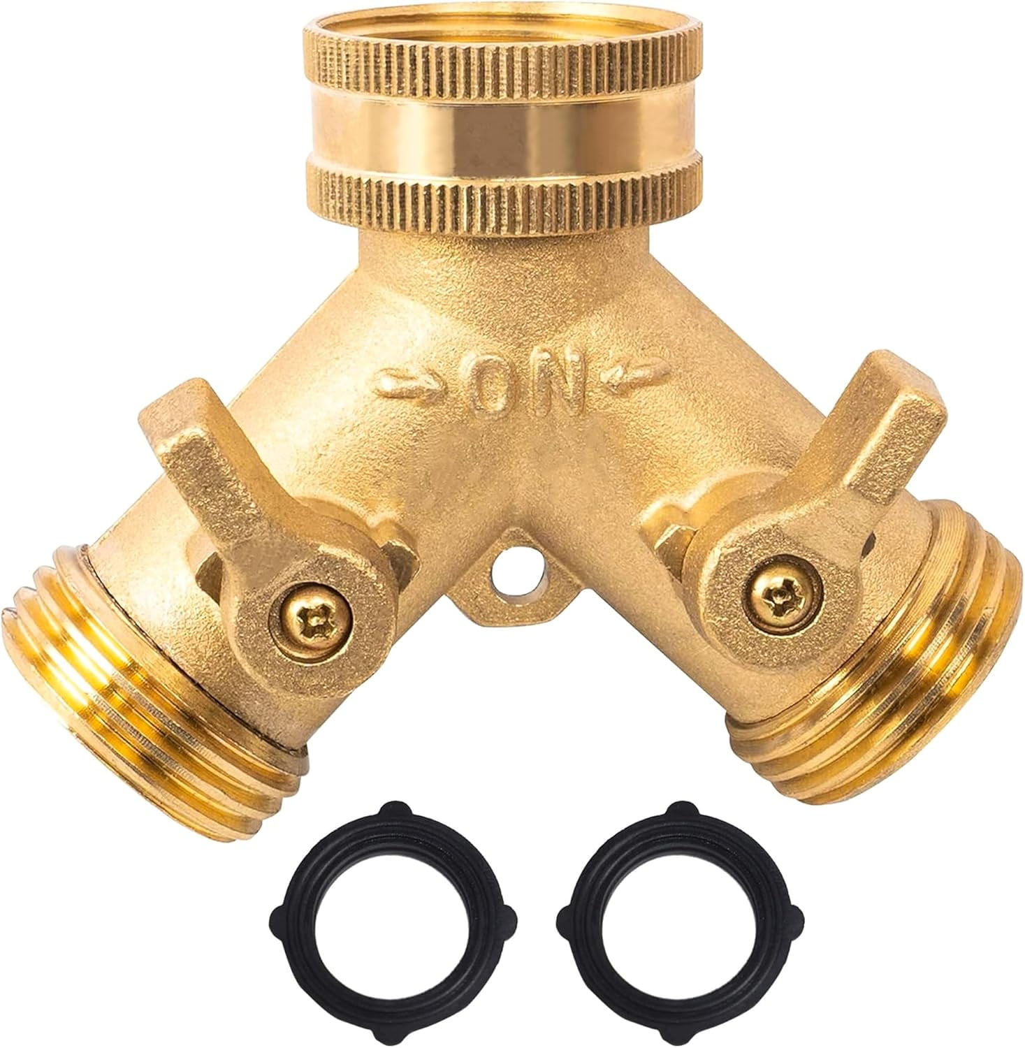 DEXIMRO 1 PCS Garden Hose Distributor, 2-Way, Heavy Duty Brass ...