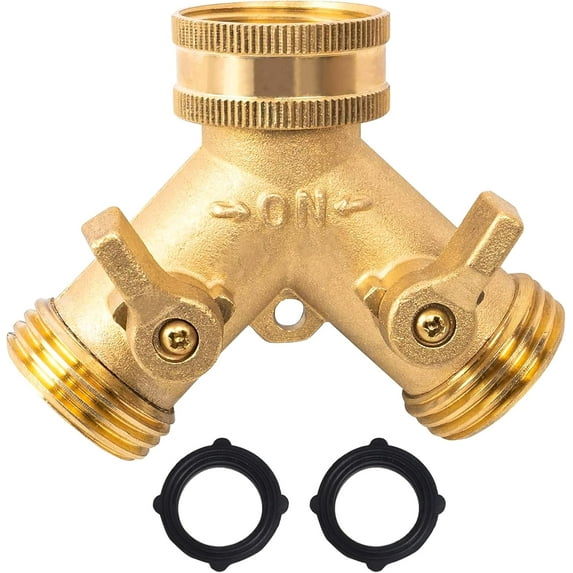 DEXIMRO 1 PCS Garden Hose Distributor, 2-Way, Heavy Duty Brass ...