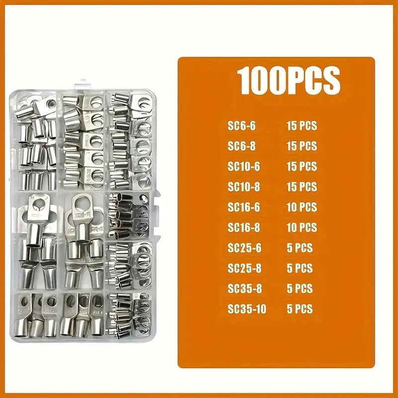 DEXIMRO 100pcs Terminal Connectors,Ring Terminals Connectors,Battery Cable Ends Kit,Peephole ...