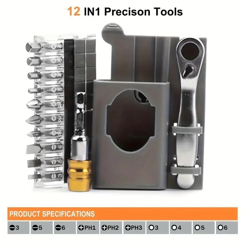 DEXIMRO 12 in 1 Mini Ratchet Set, Right Angle Screwdriver set with 1/4 ...