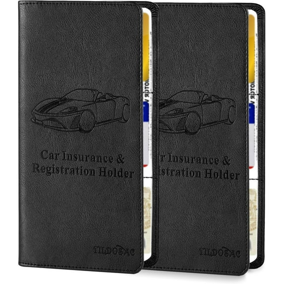 DEXIMRO 2 Pack Car Registration Insurance Holder, Leather Glove Box ...
