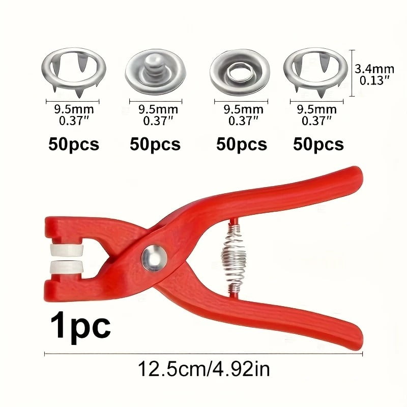 DEXIMRO 200Pcs (50 Sets) Snaps Buttons with Fastener Pliers Press Tool ...