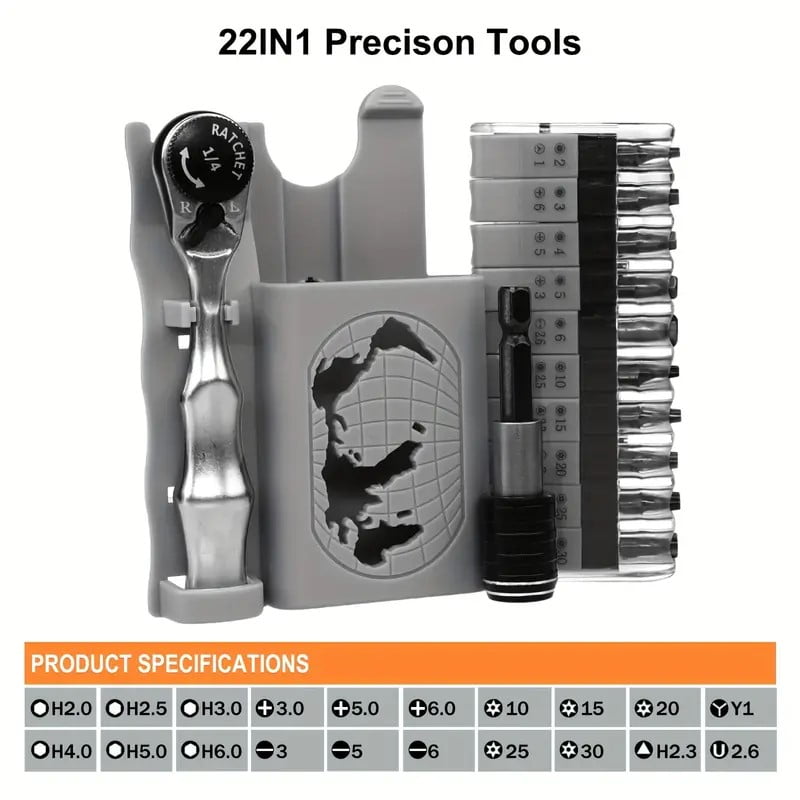 DEXIMRO 22 in 1 Mini Ratchet Set, Right Angle Screwdriver set with 1/4 ...