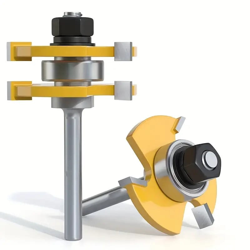 DEXIMRO 2PCS Tongue and Groove Router Bit Set, 1/4-Inch Shank, 3 Teeth ...