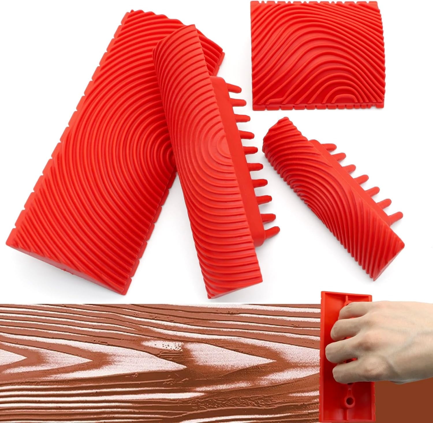 DEXIMRO 4 Pieces Wood Graining Tool Wood Grain Paint Tool Wood Grain ...
