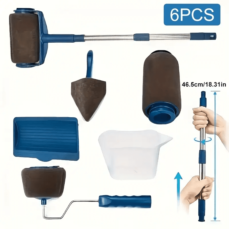 DEXIMRO 6 Piece Paint Roller Set with Sticks Paint Roller Pro Transform ...