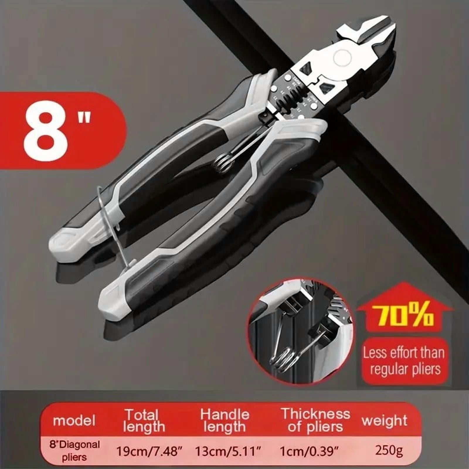 DEXIMRO 8 Inch Diagonal Cutters, 4-IN-1 High Leverage Wire Diagonal ...