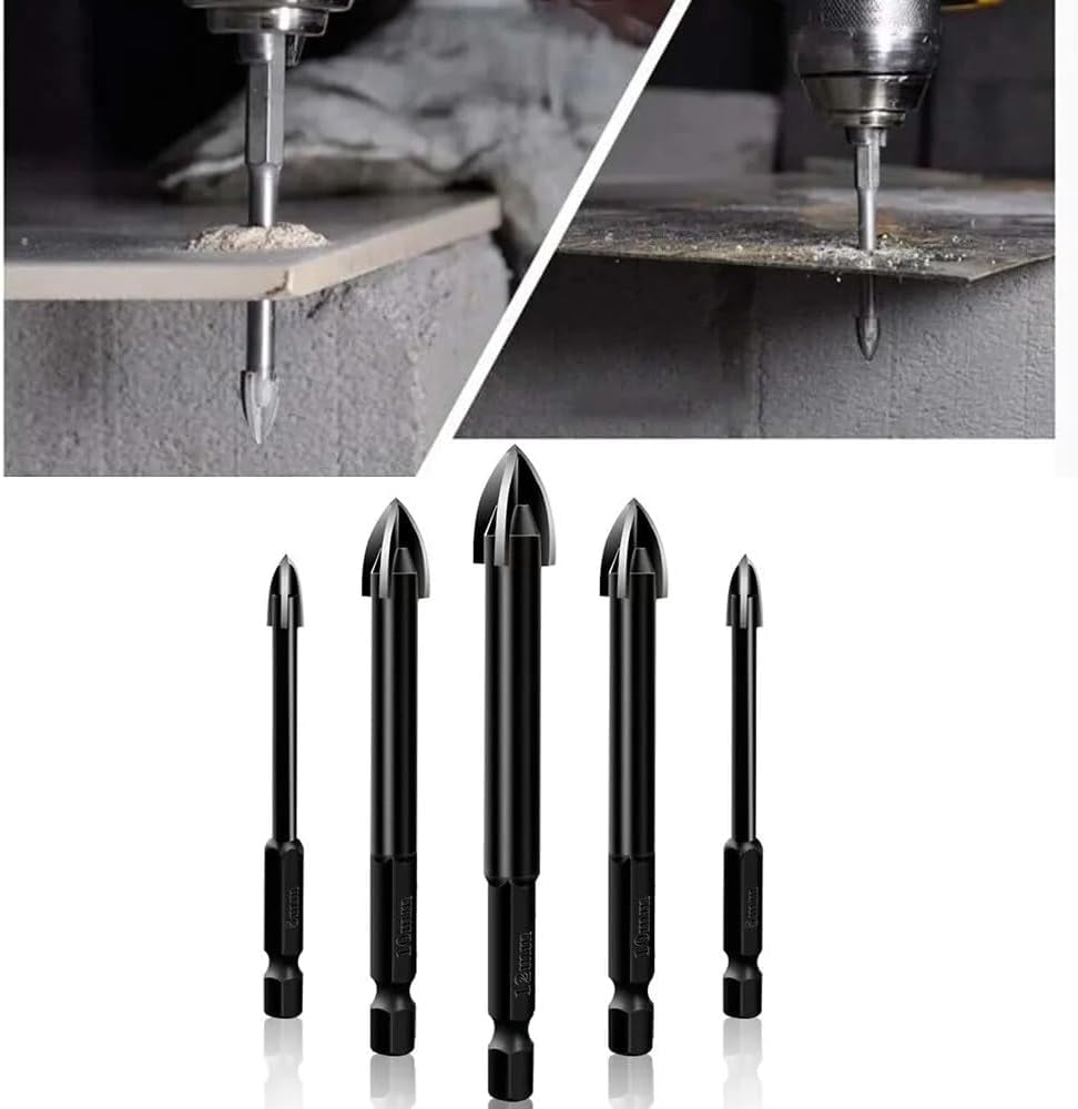 DEXIMRO Efficient Universal Drilling Tool 5 Pcs, Cross Alloy Drill Bit ...