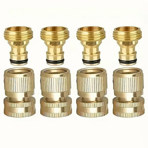 XUERUI-(4 Sets Garden Hose Quick Connector Set, Solid Brass 3/4 Inch ...