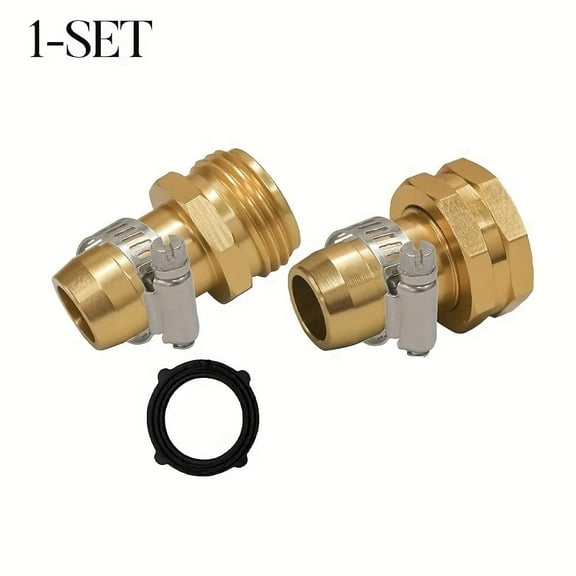 Solid Brass Garden Hose Repair Connector with Clamps End Kit,Fit for ...
