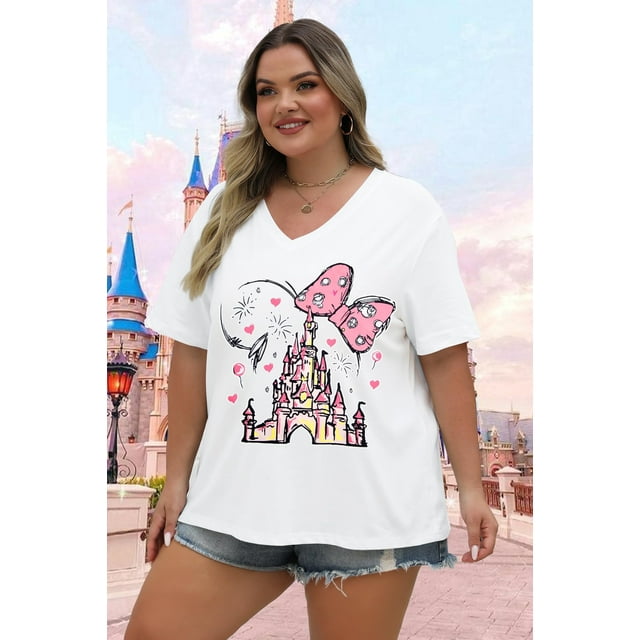 DEXIO Plus Size Magic Kingdom Shirts for Women Castle Graphic T Shirt ...
