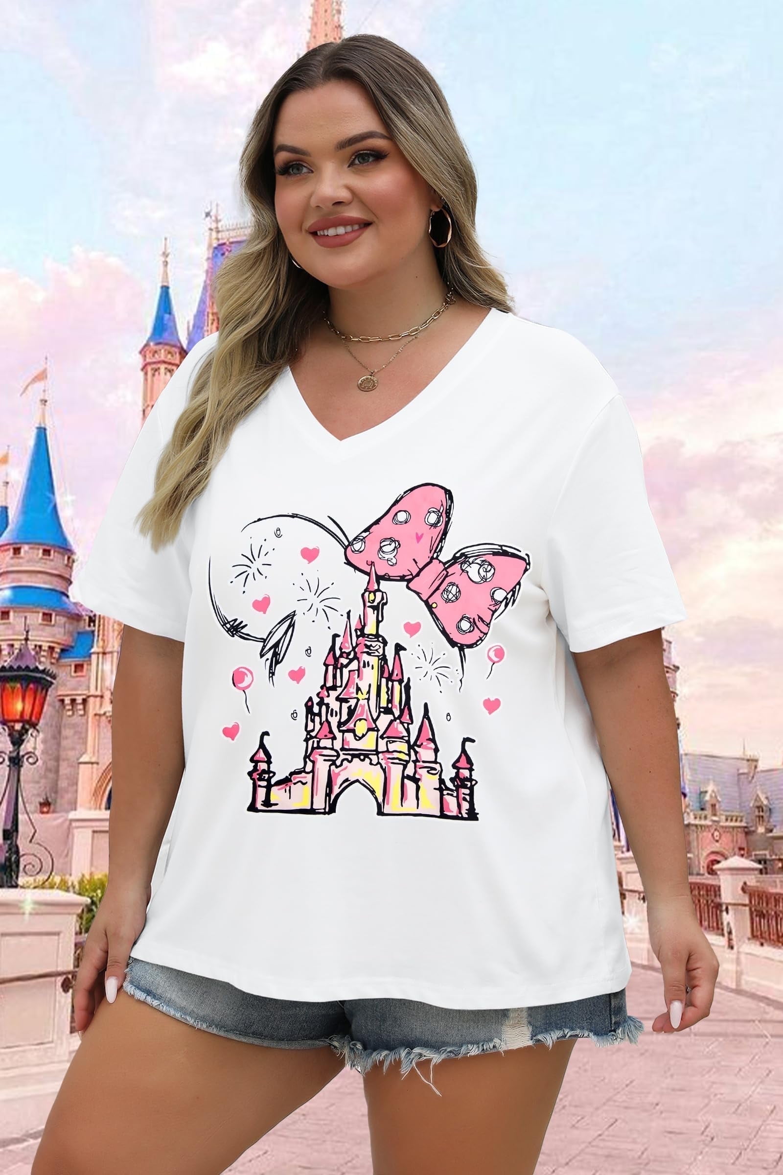DEXIO Plus Size Magic Kingdom Shirts for Women Castle Graphic T Shirt ...