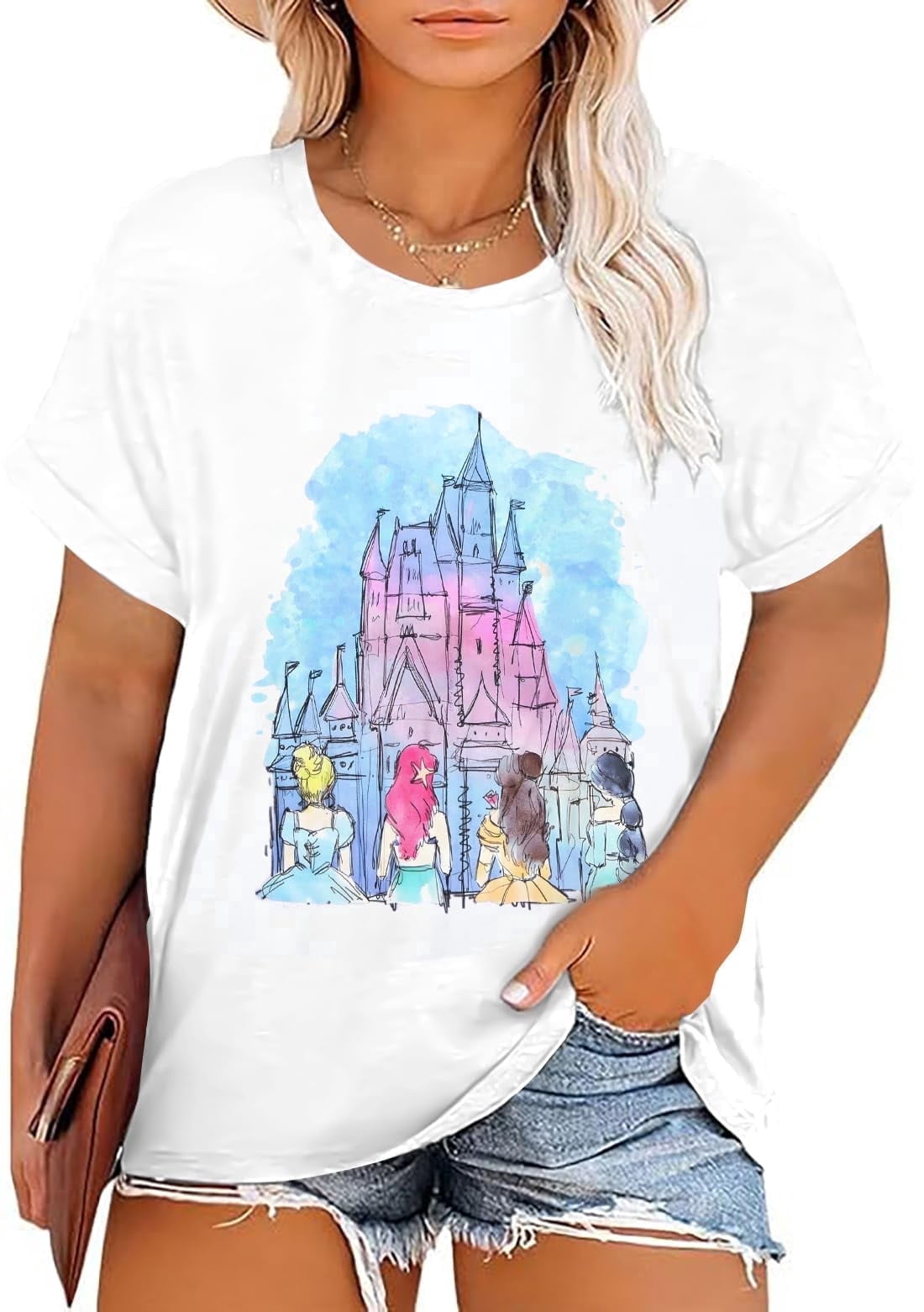 DEXIO Plus Size Magic Kingdom Shirts for Women Castle Graphic T Shirt ...