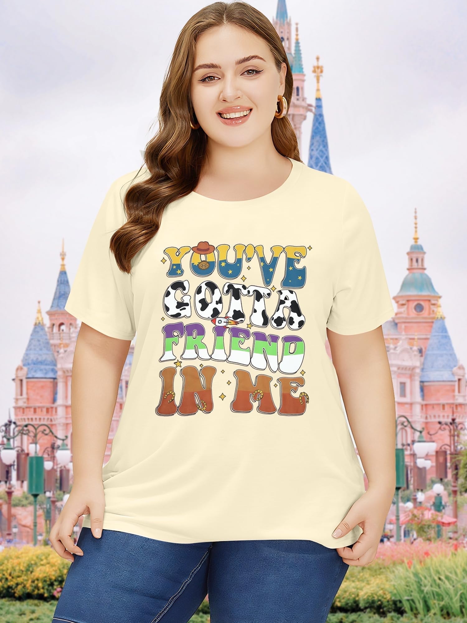 DEXIO Plus Size Tops for Women Casual Short Sleeve Tops You've Got A Friend in Me Shirt Cute ...