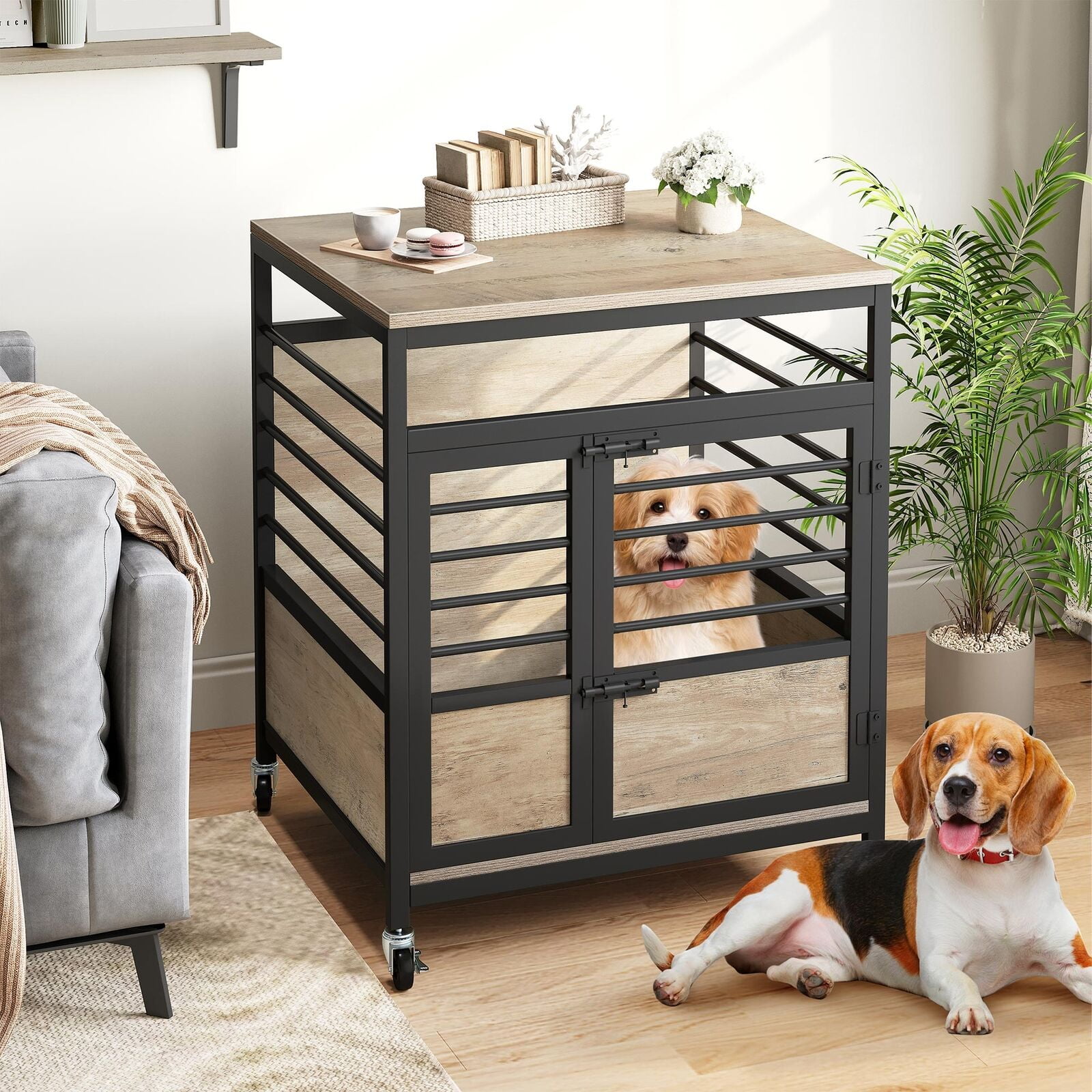 DEXS 24" Crate Furniture Heavy Duty Wood Dog Kennel House Cage with ...
