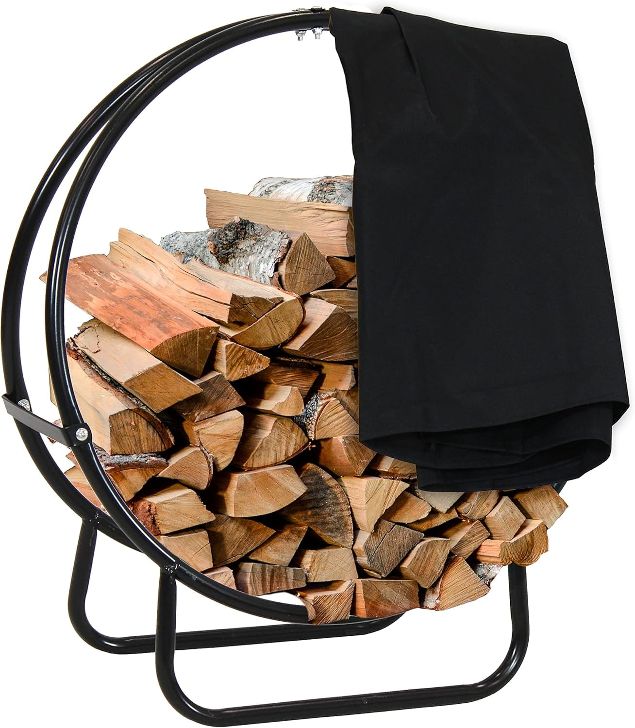 DEXS 24 Inch Firewood Rack Outdoor with Cover - Indoor Firewood Holder ...