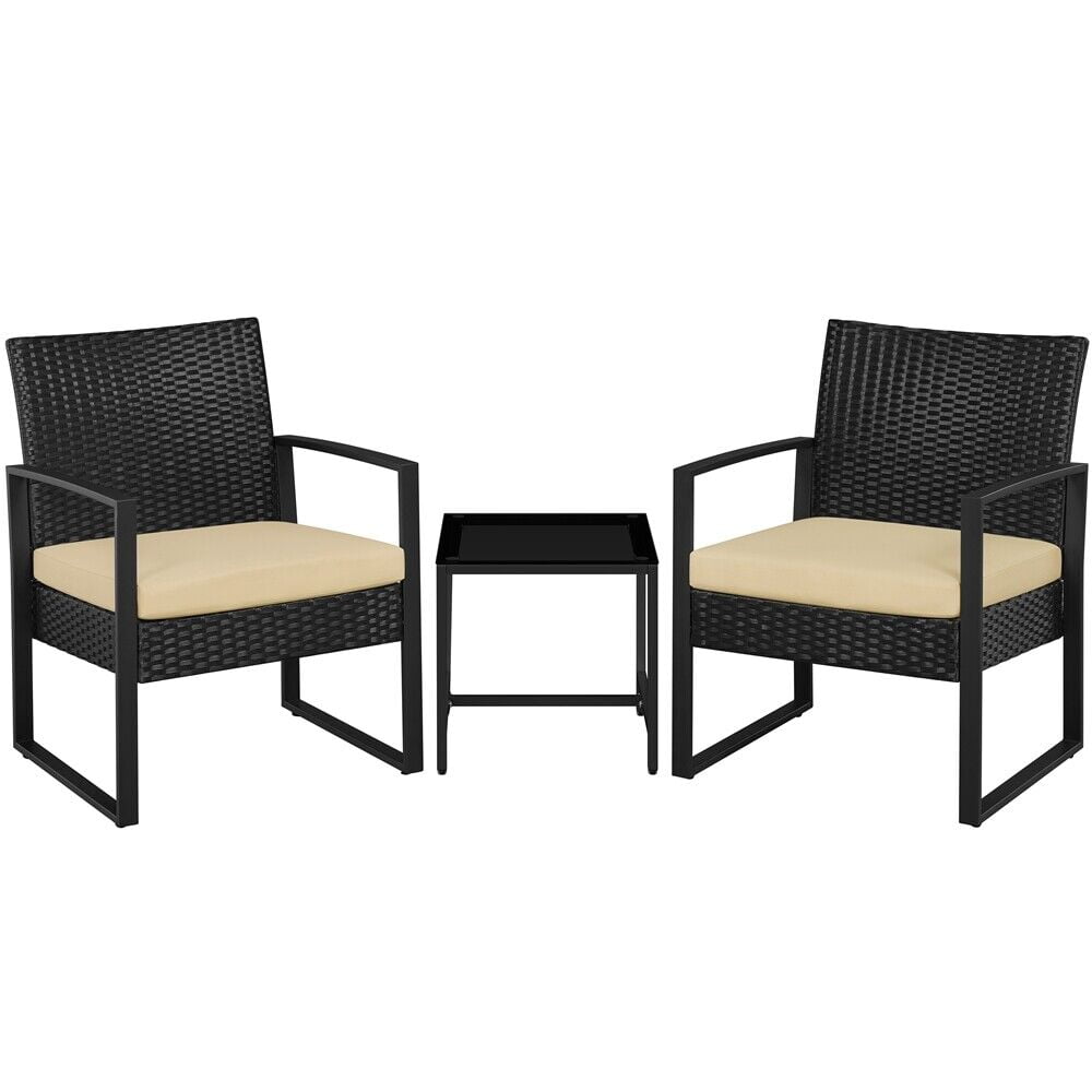 DEXS 3-Piece Patio Bistro Set, Exquisite Wicker Rattan Furniture for ...