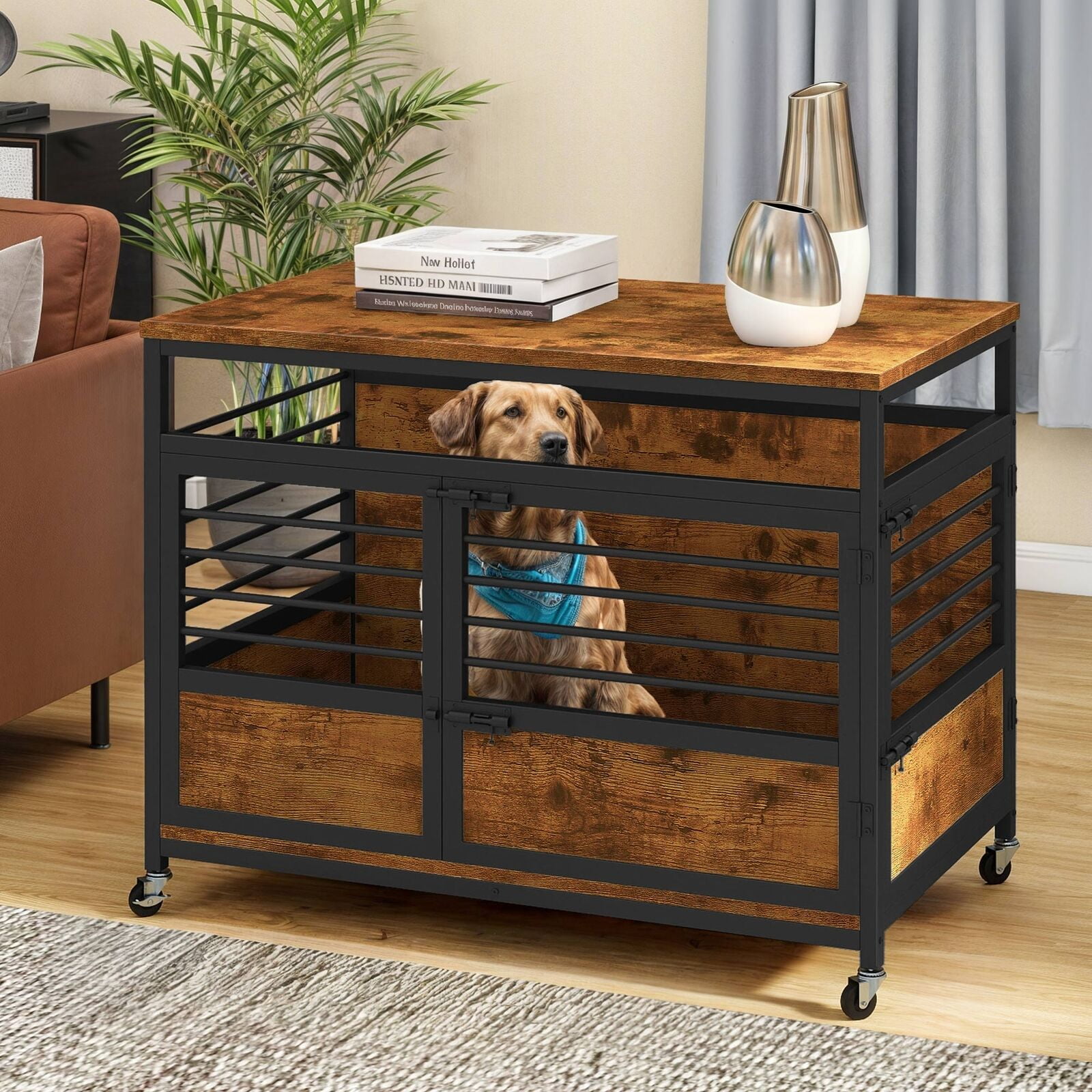 DEXS 39.4" Premium Heavy Duty Dog Crate: A Versatile Wooden End Table ...