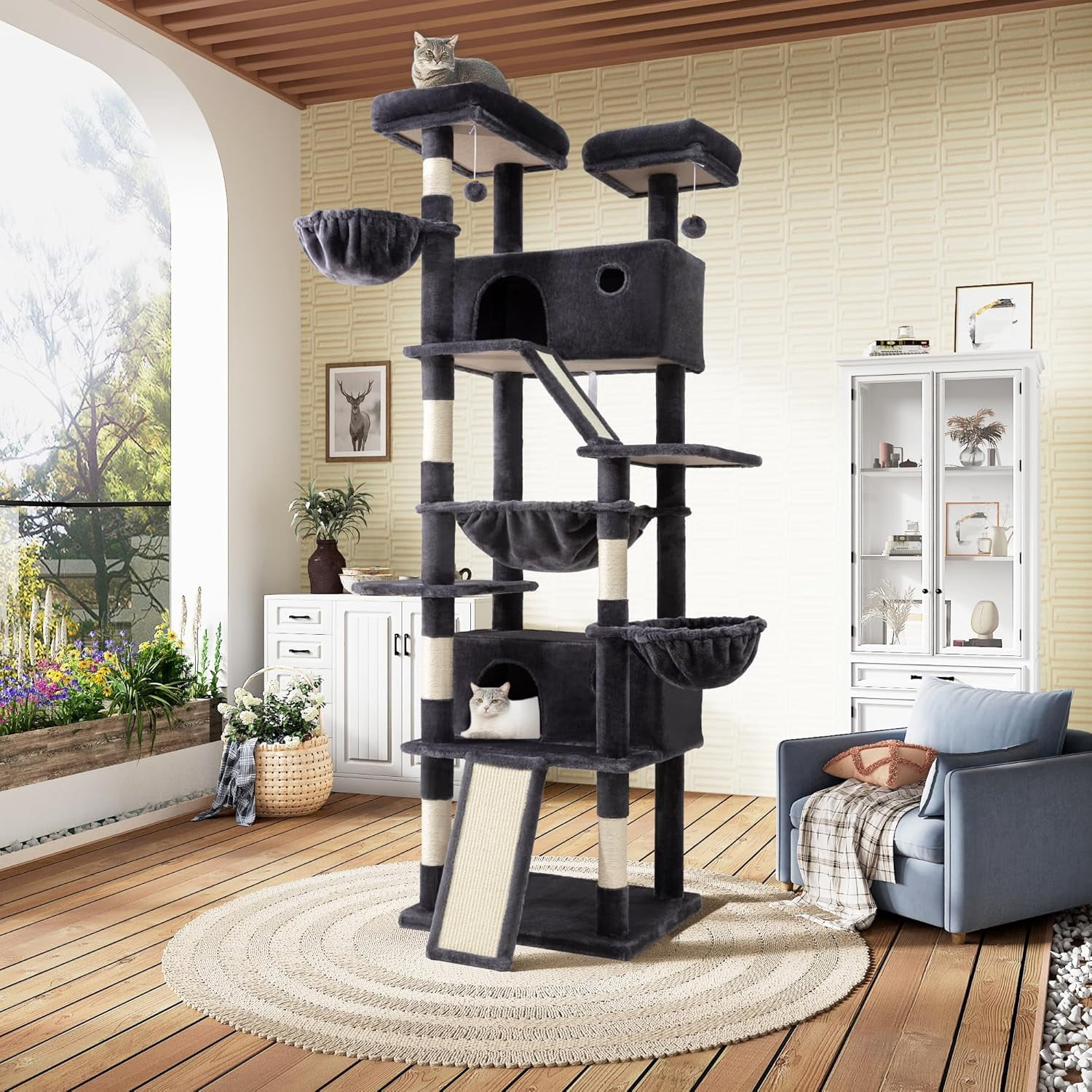 DEXS 81in Multi-Level Tall Cat Tree Tower for Indoor Kitties/Larger Cat ...