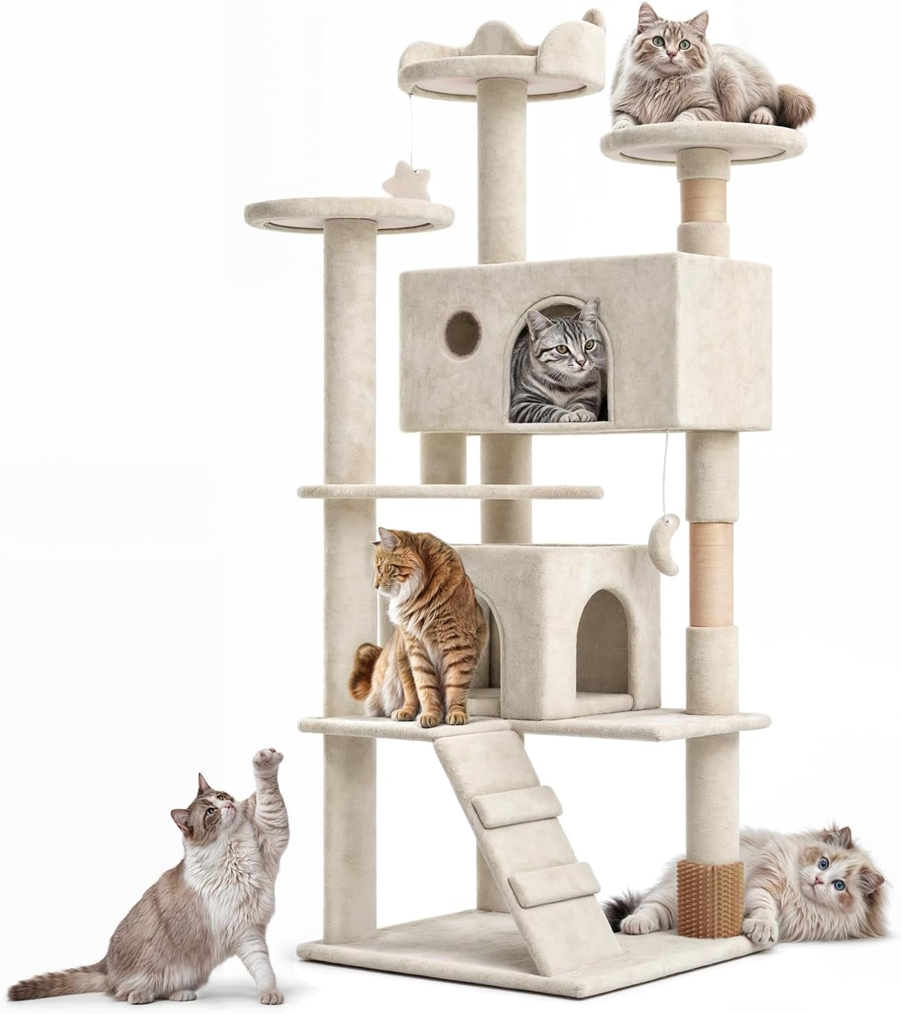 DEXS Cat Tree Tower, Tall Cat Climbing Tower with Scratching Post and ...