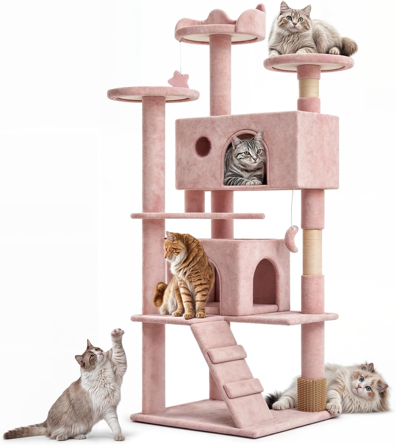DEXS Cat Tree Tower,Tall Cat Climbing Tower with Scratching Post and ...