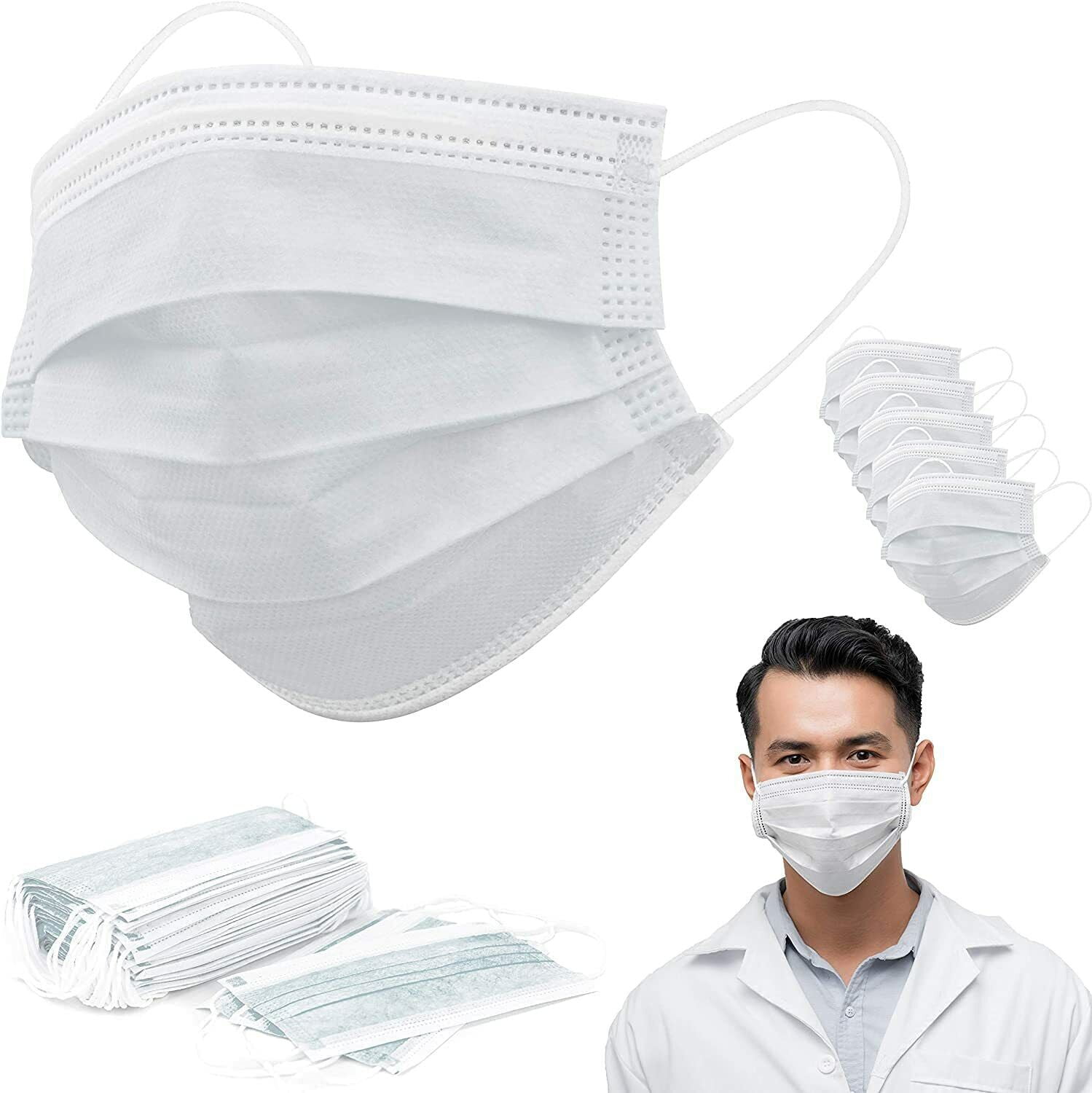 DEXS Disposable Face Masks – 50/100/200 Pack with Ear Loops | Non ...