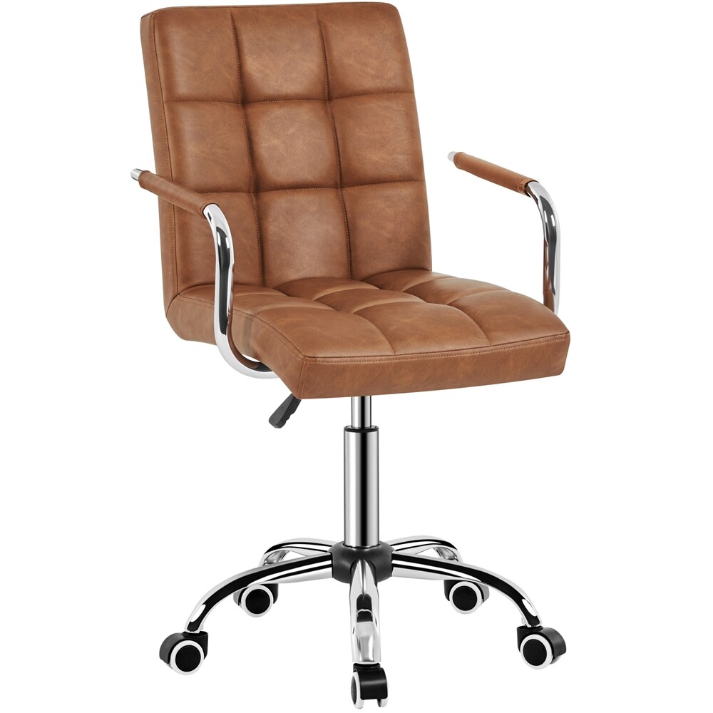 DEXS PU Leather Comfortable Office Desk Chair Mid Back Height ...