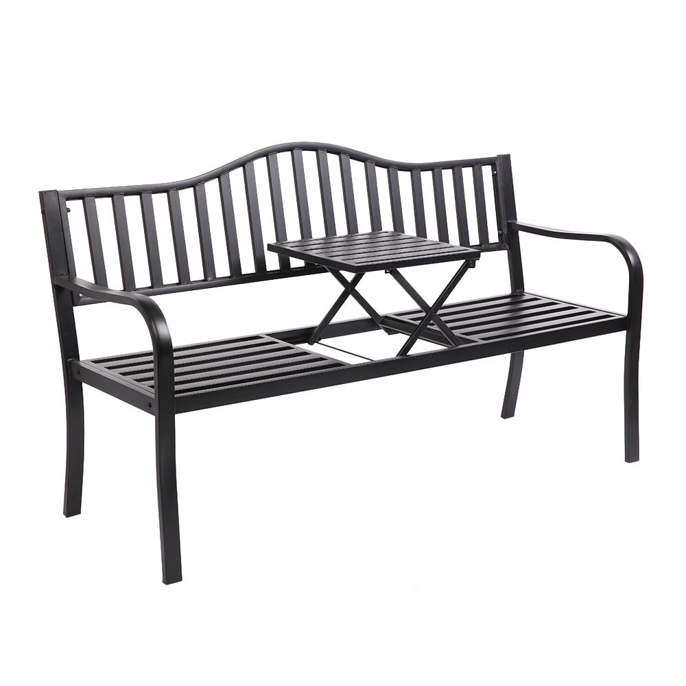 DEXS Patio Garden Wrought Iron Lift Tea Table Bench, Balcony Lounge ...