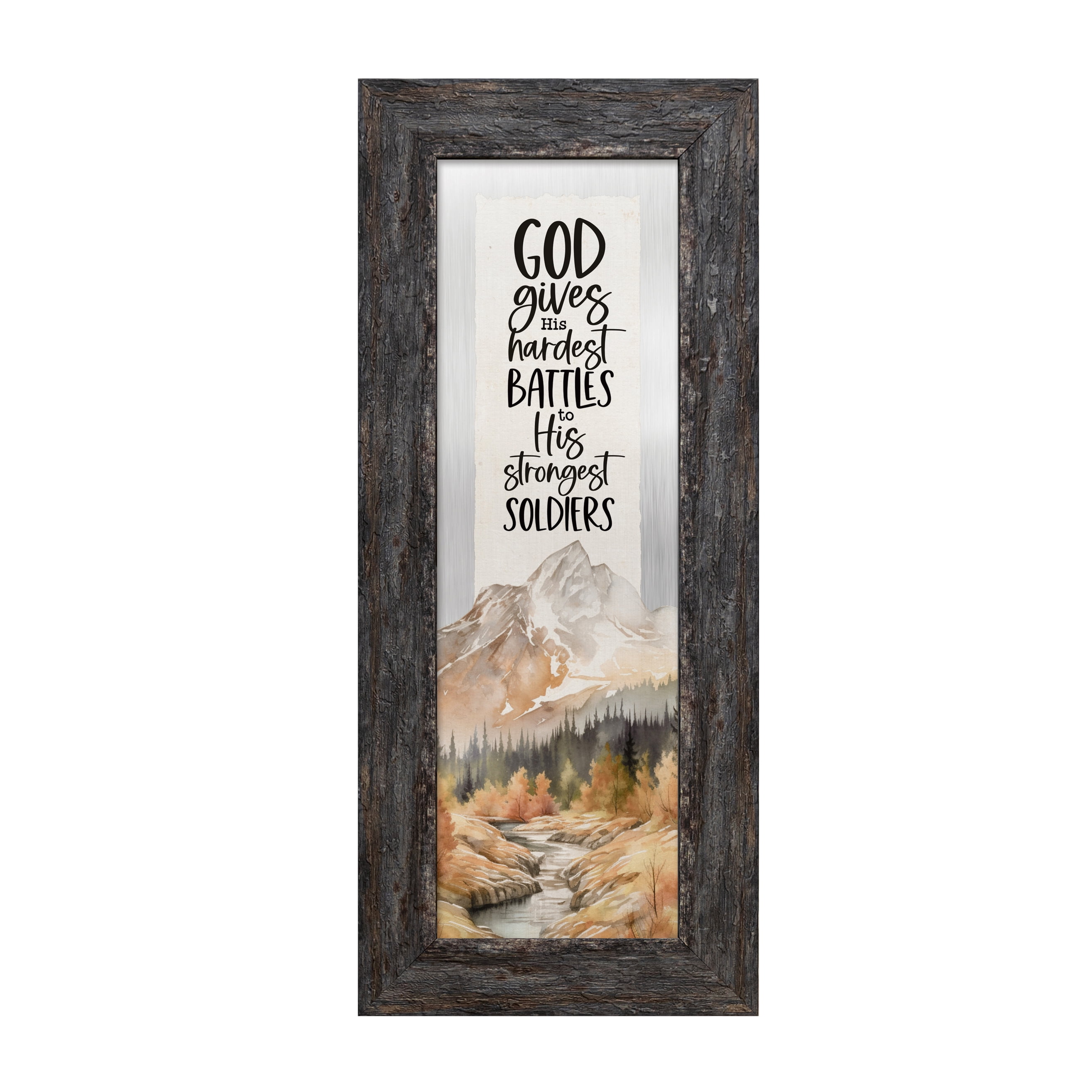 DEXSA God Gives His Hardest Metalscape Framed Wall Art - 6 inches x 14 inches - Walmart.com