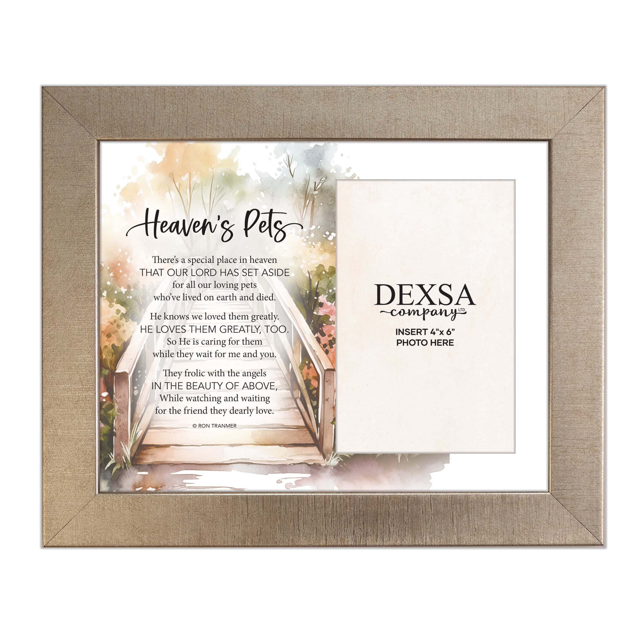 DEXSA Heaven's Pets Bereavement Photo Frame Wood Plaque with Easel and ...