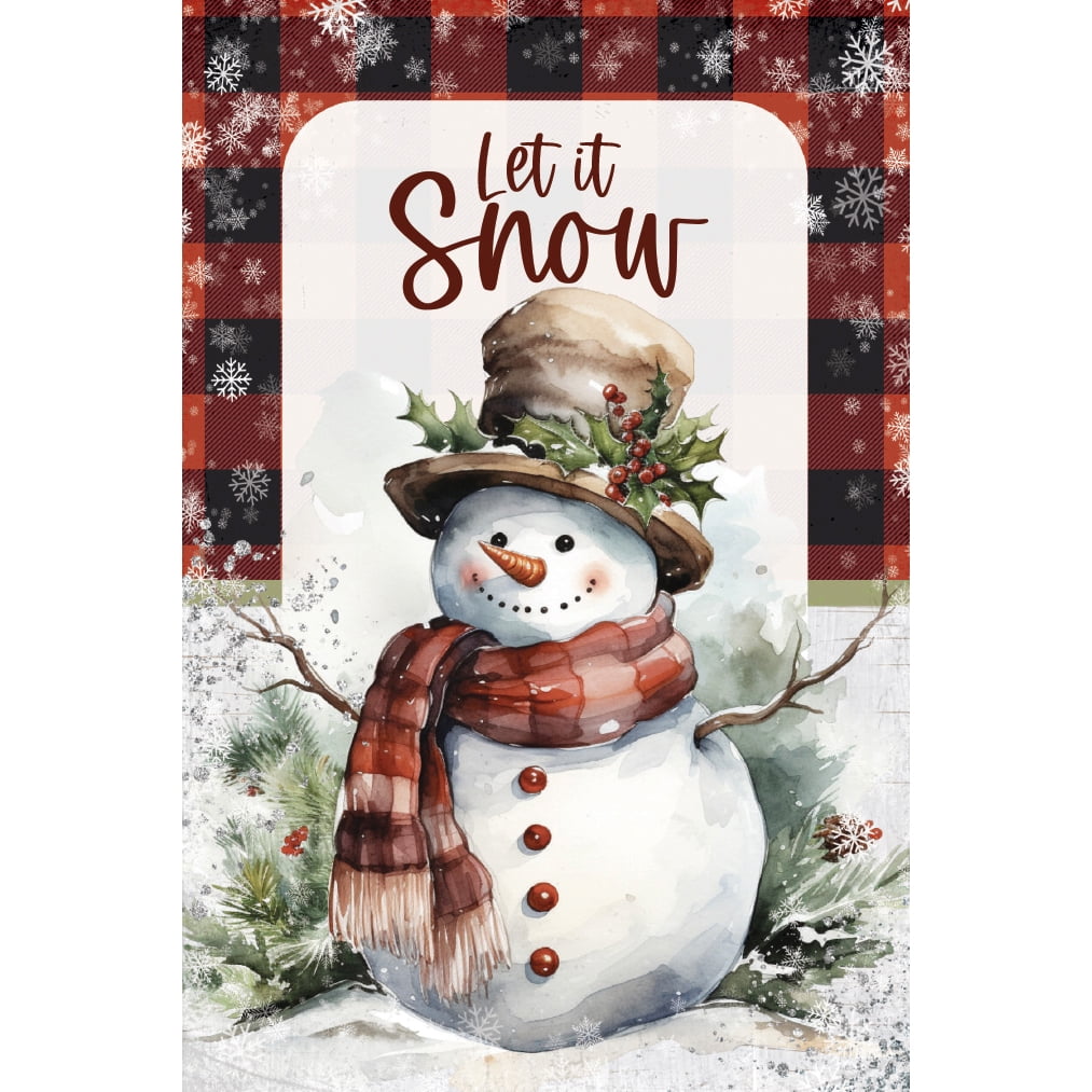 DEXSA Let It Snow Christmas Wood Plaque with Easel and Hook Wall Tabletop Art - 4 inches x 6 ...