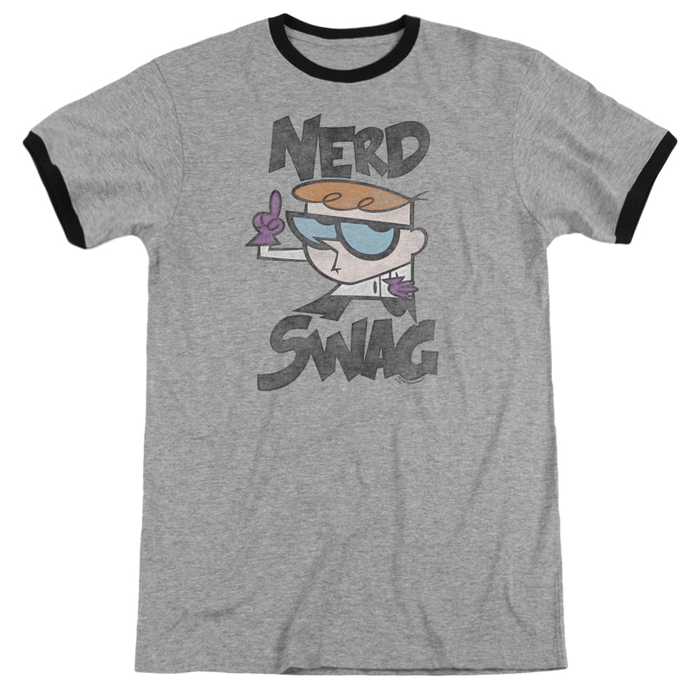 DEXTER'S LABORATORY/NERD SWAG - ADULT RINGER - HEATHER/BLACK - 2X ...
