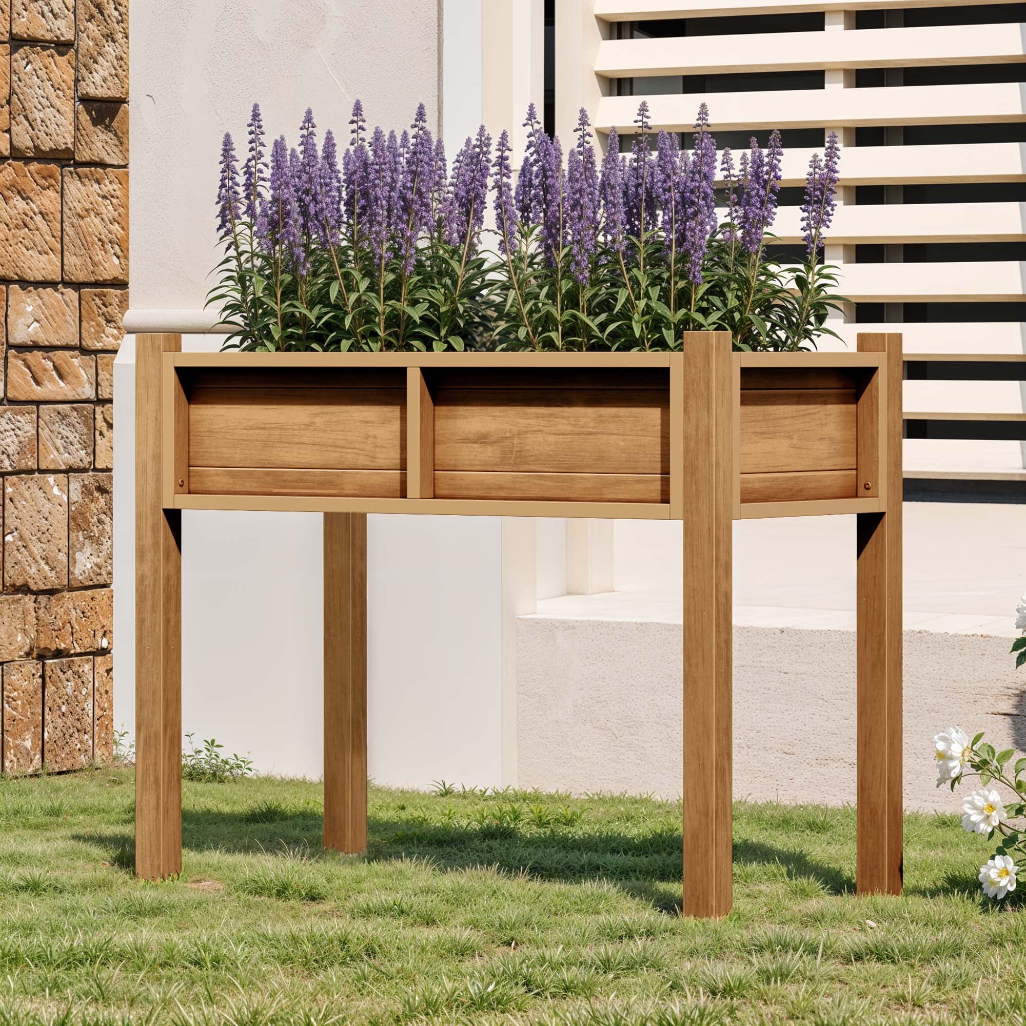 DEXTRUS 28.7"H Raised Garden Bed with Drainage, Weatherproof HIPS ...