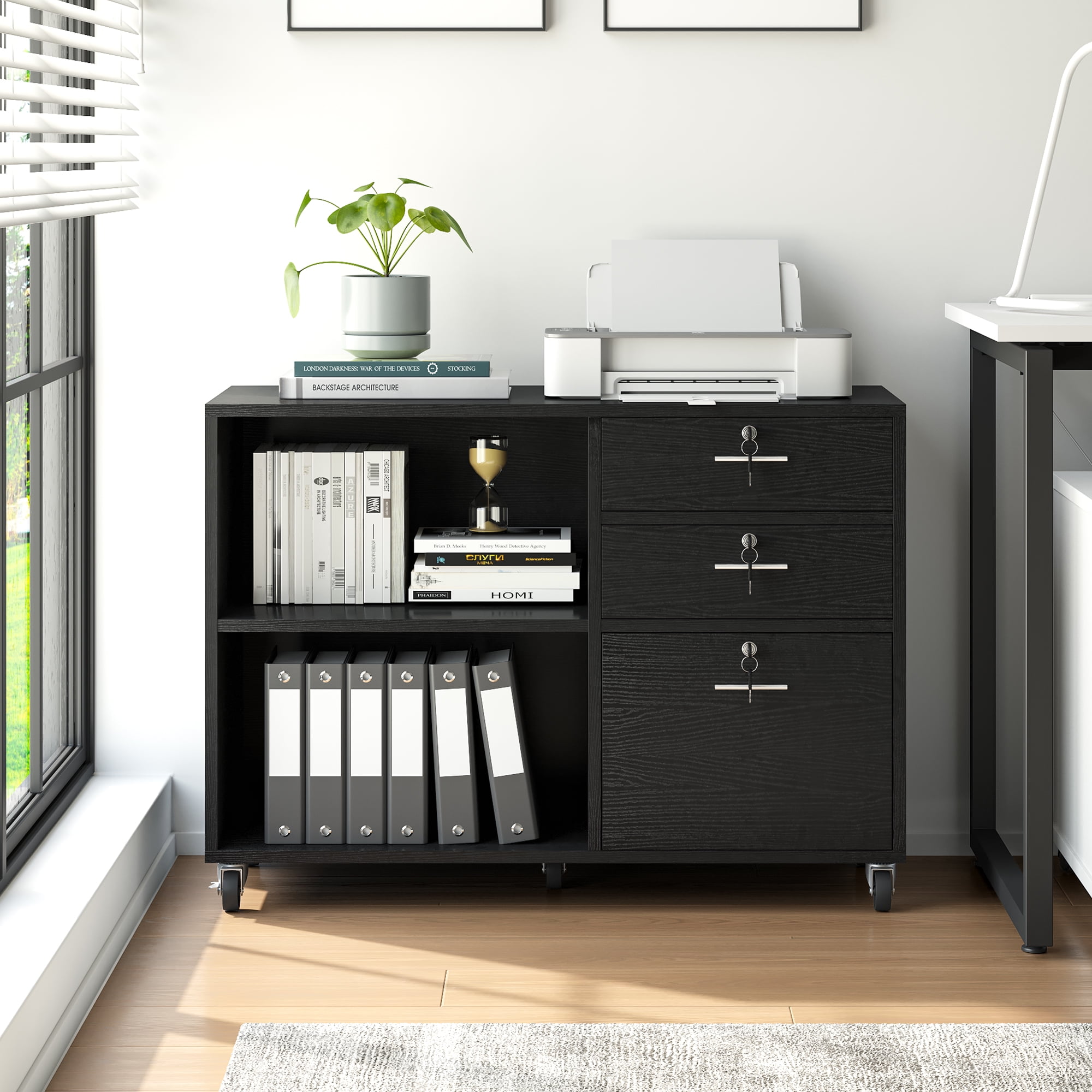 DEXTRUS 3 Drawer Lateral File Cabinet, Printer Stand with Drawers, File ...