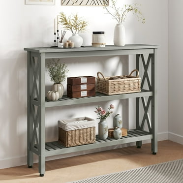 Costway 1 PCS 2-Tier Outdoor Side Table, Teak Wood End Table with ...