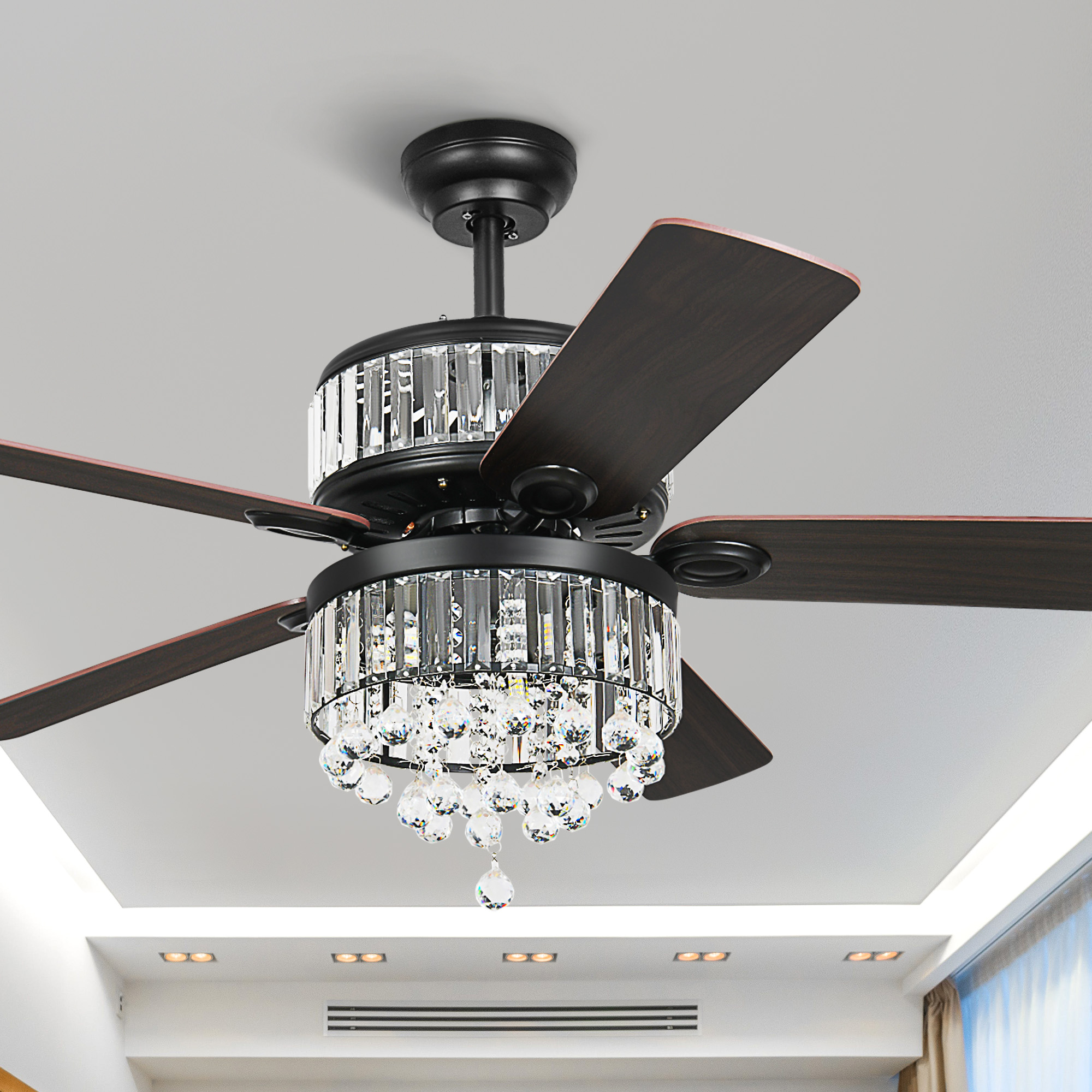 Vaxcel - Akron - 3 Blade Ceiling Fan with Light Kit In Farmhouse Style ...