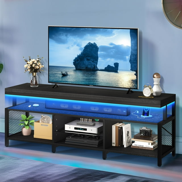 DEXTRUS LED TV Stands w/Power Outlets, Industrial TV Stand for 55/60/65 ...