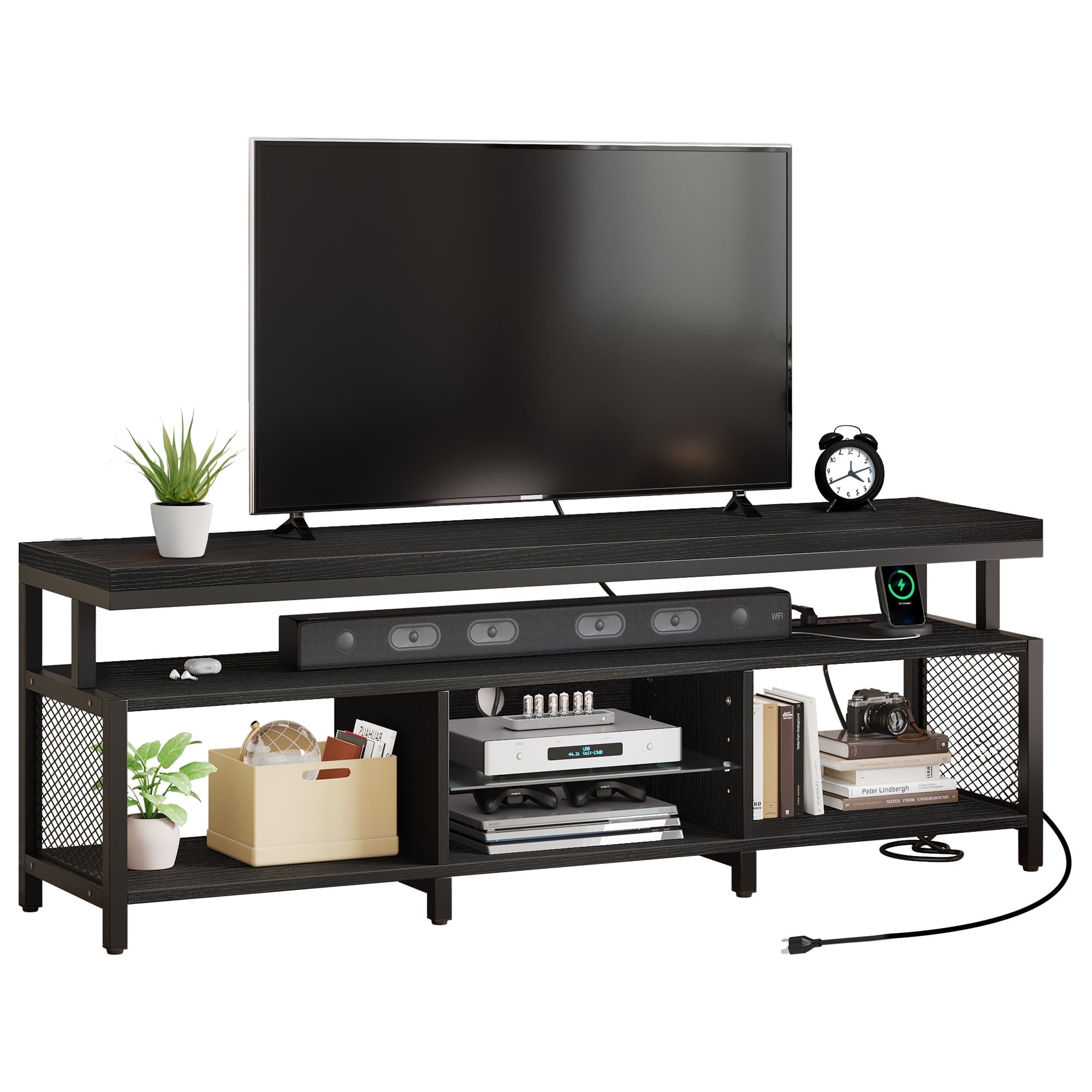 DEXTRUS Large LED TV Stand for 55/60/65/70 inch with Power Outlets ...