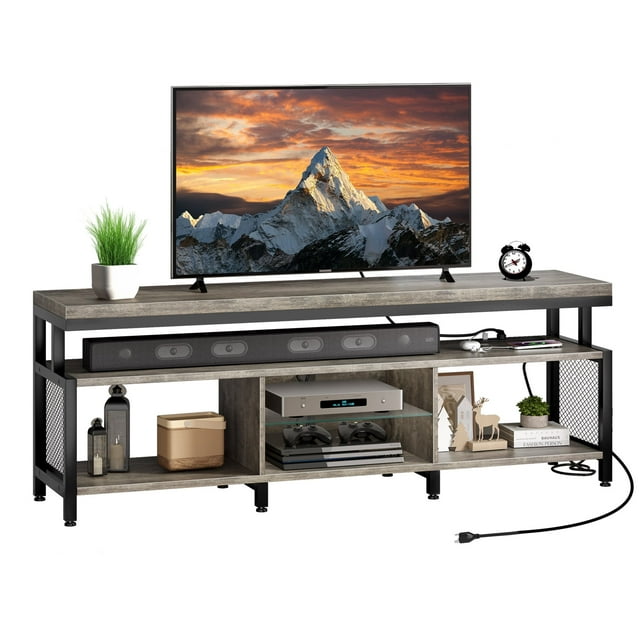 DEXTRUS LED TV Stands w/Power Outlets, Industrial TV Stand for 55/60/65 ...