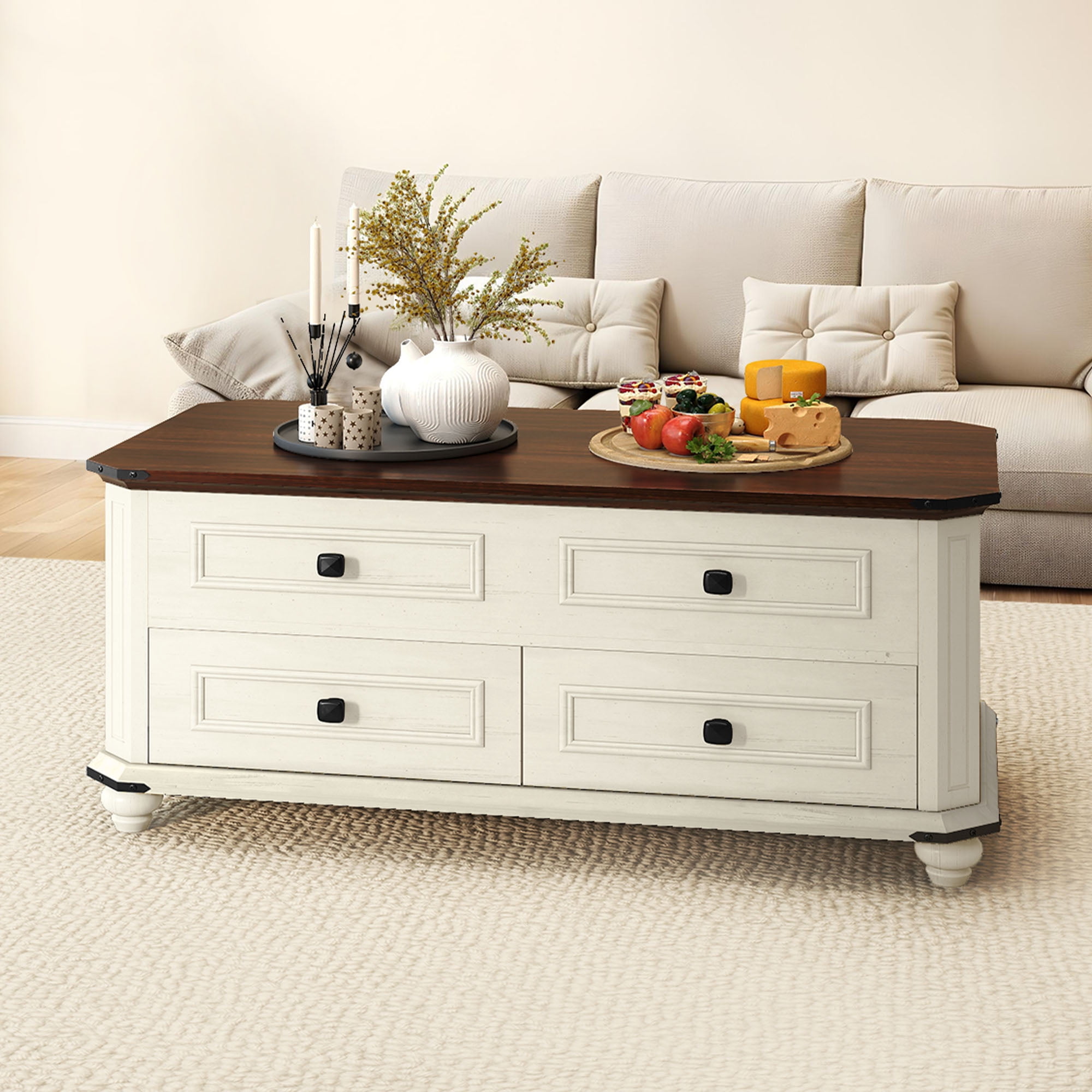 DEXTRUS Lift Top Coffee Table with Drawers, Storage Center Table for ...