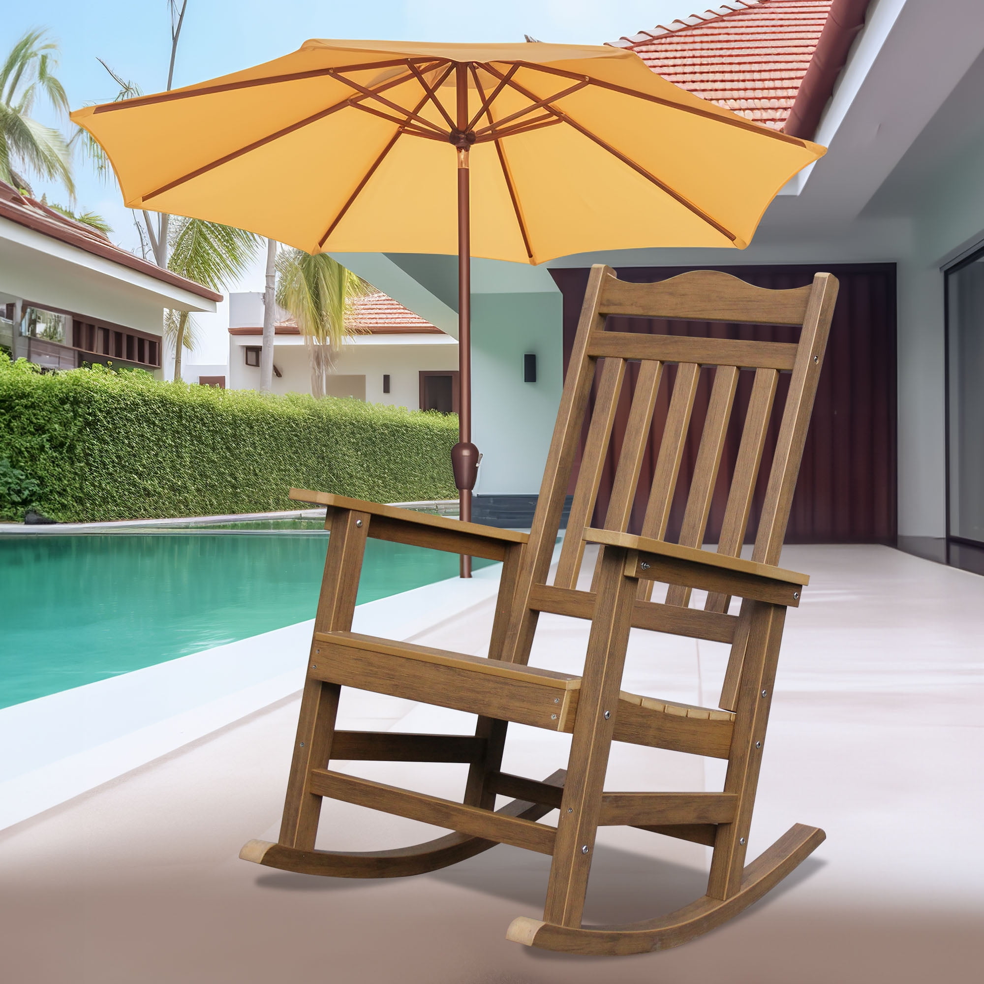 DEXTRUS Patio Rocking Chair, All-Weather Resistant Outdoor Indoor ...