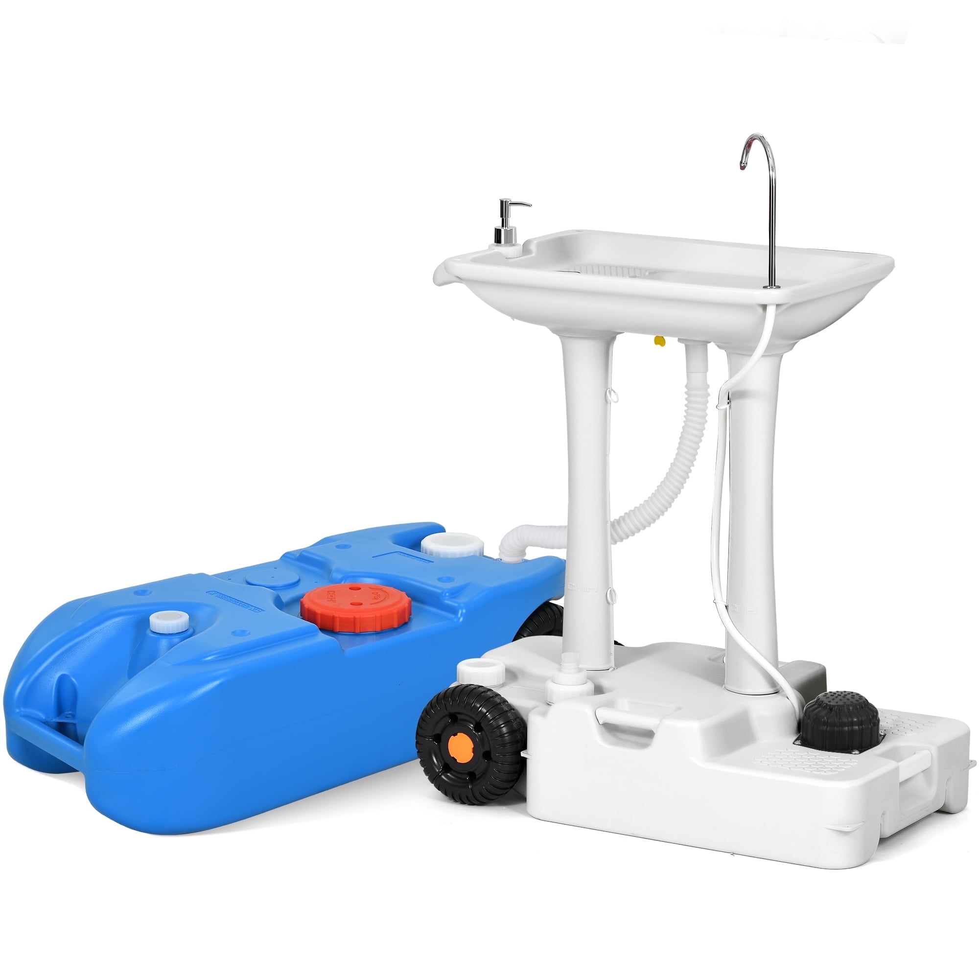 Dextrus Portable Camping Sink, 10.6 Gal Tank, Washing Station w/ Wheels ...