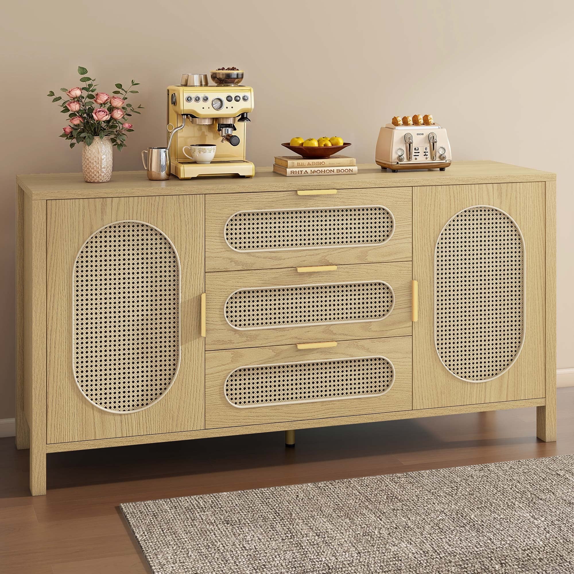 DEXTRUS Sideboard Credenzas with Doors & Drawers, Kitchen Storage ...